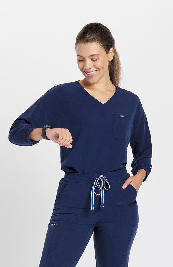 Alpine Dolman ¾ Sleeve 2-Pocket CORE Scrub Top Navy | Dolan