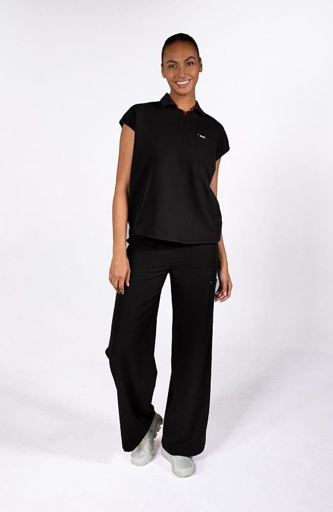 Mel Easy Fit 3-Pocket CORE Scrub Top Black | Dolan