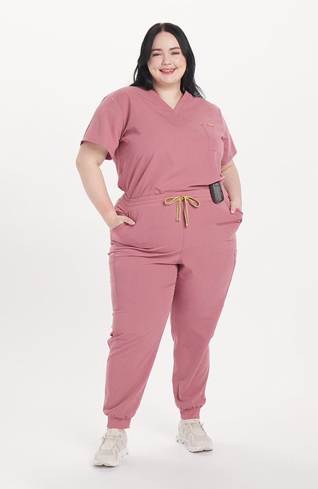 Mayfair V Neck 2-Pocket CORE Scrub Top Rosewood | Dolan